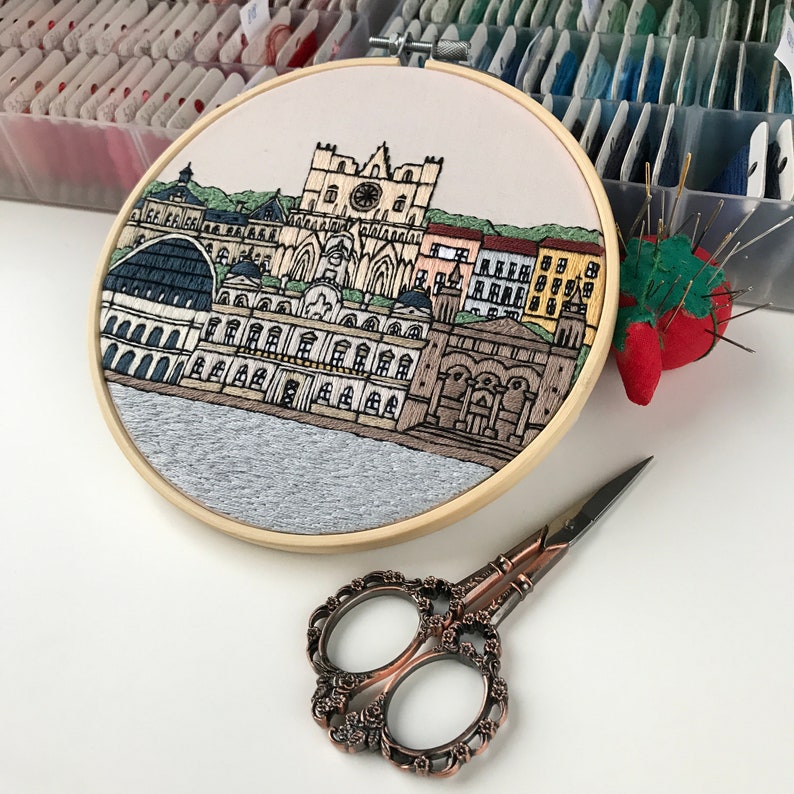 Lyon France. Hand Embroidery Pattern PDF. Embroidery Hoop - Etsy