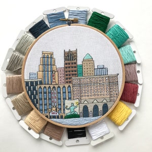 Detroit MI United States. Hand Embroidery Pattern PDF. DIY. | Etsy