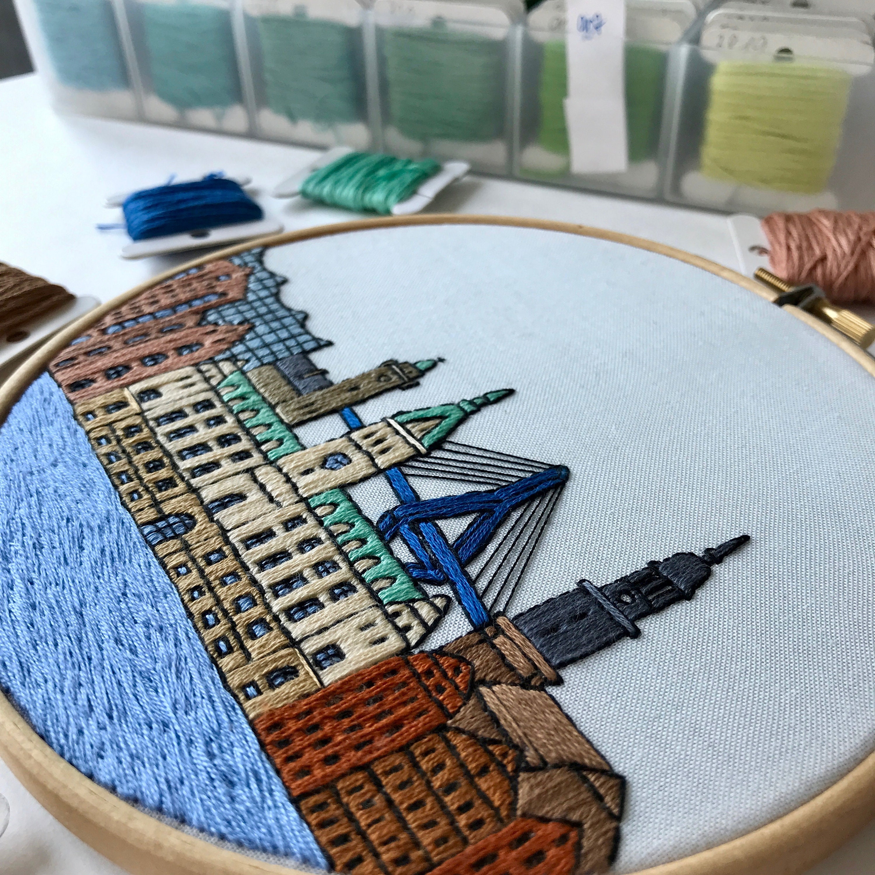 Hamburg, Germany. Hand Embroidery Pattern PDF With Embroidery Guide and ...