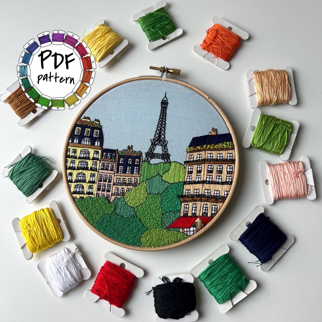 Paris, France. Architectural Hand Embroidery Pattern PDF. DIY ...