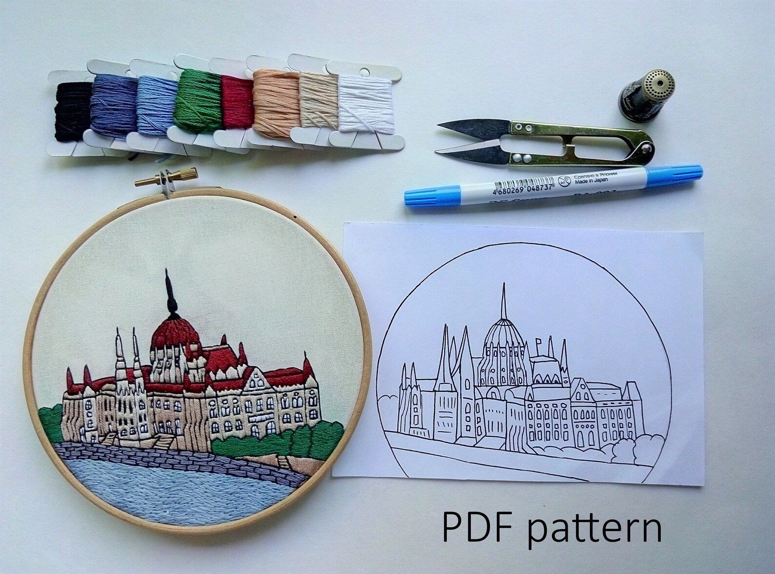 Budapest, Hungary. Hand Embroidery Pattern PDF With Embroidery Guide ...