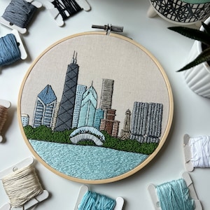 Chicago IL, United States. Hand Embroidery Pattern PDF With Embroidery ...