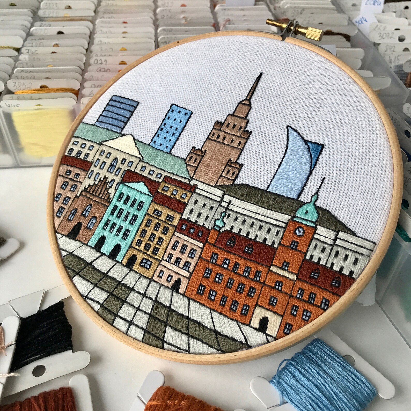 Warsaw Poland. Hand Embroidery Pattern PDF. DIY. Embroidery | Etsy