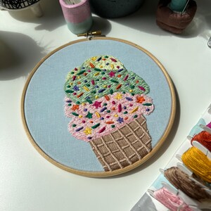 Ice Cream Cone, Hand Embroidery Pattern. Hand Embroidery Pattern PDF ...