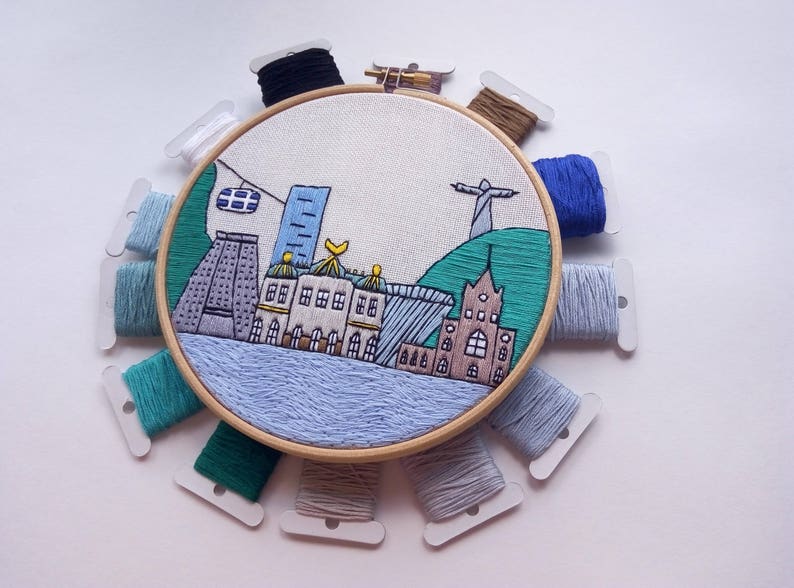 Rio de Janeiro Brazil. Hand Embroidery pattern PDF. DIY. - Etsy España