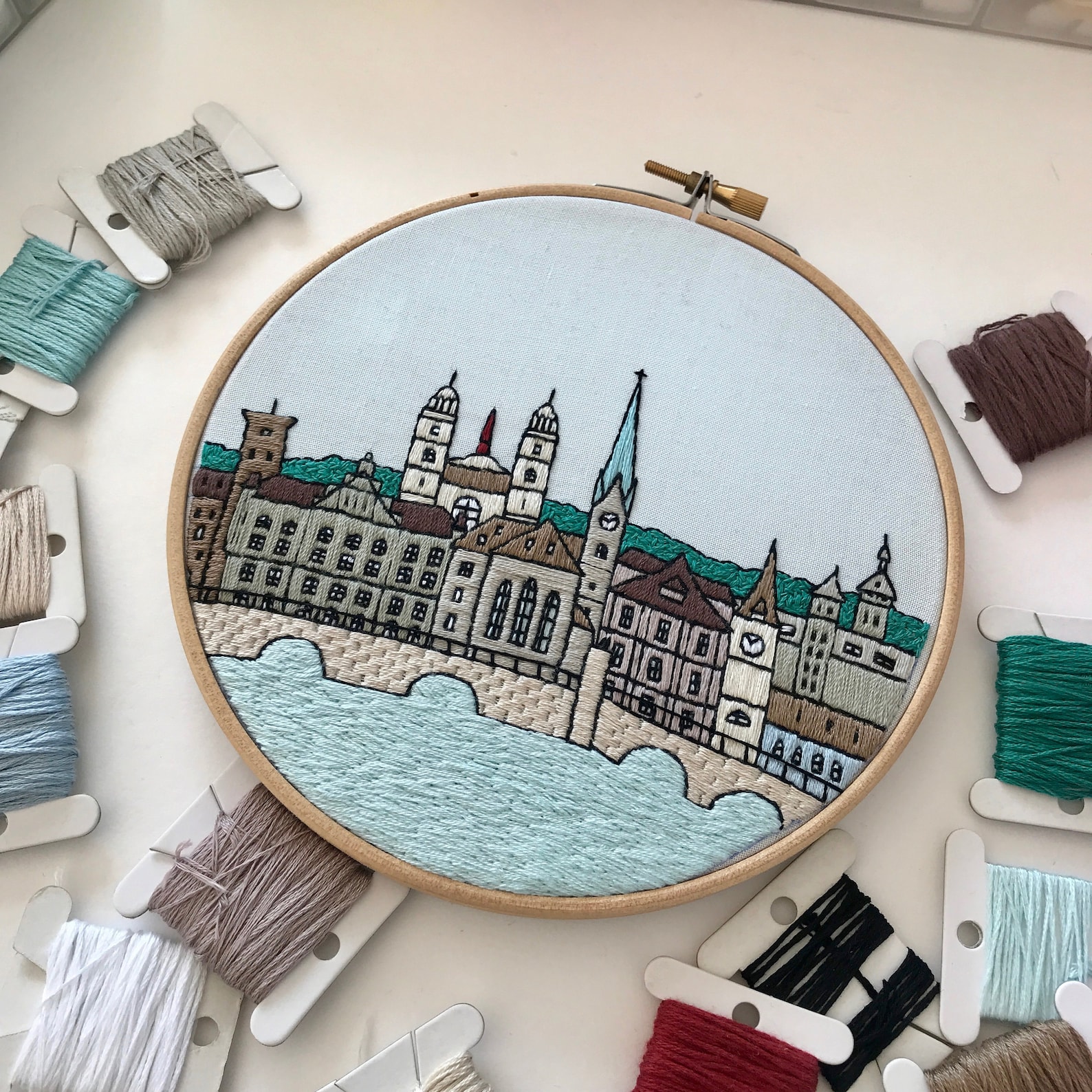 Zurich Switzerland. Hand Embroidery Pattern PDF. DIY. - Etsy