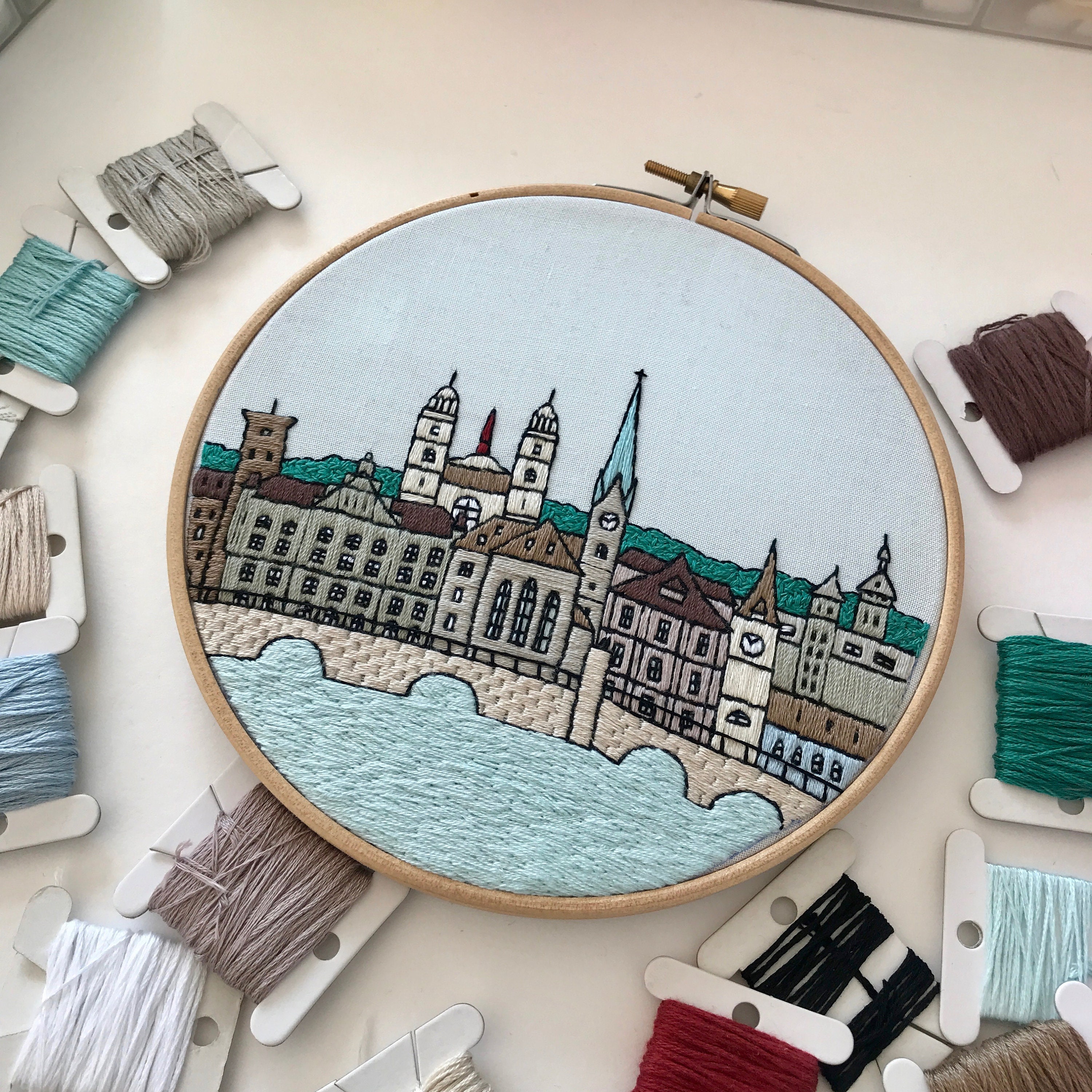 Zurich Switzerland. Hand Embroidery Pattern PDF. DIY. | Etsy