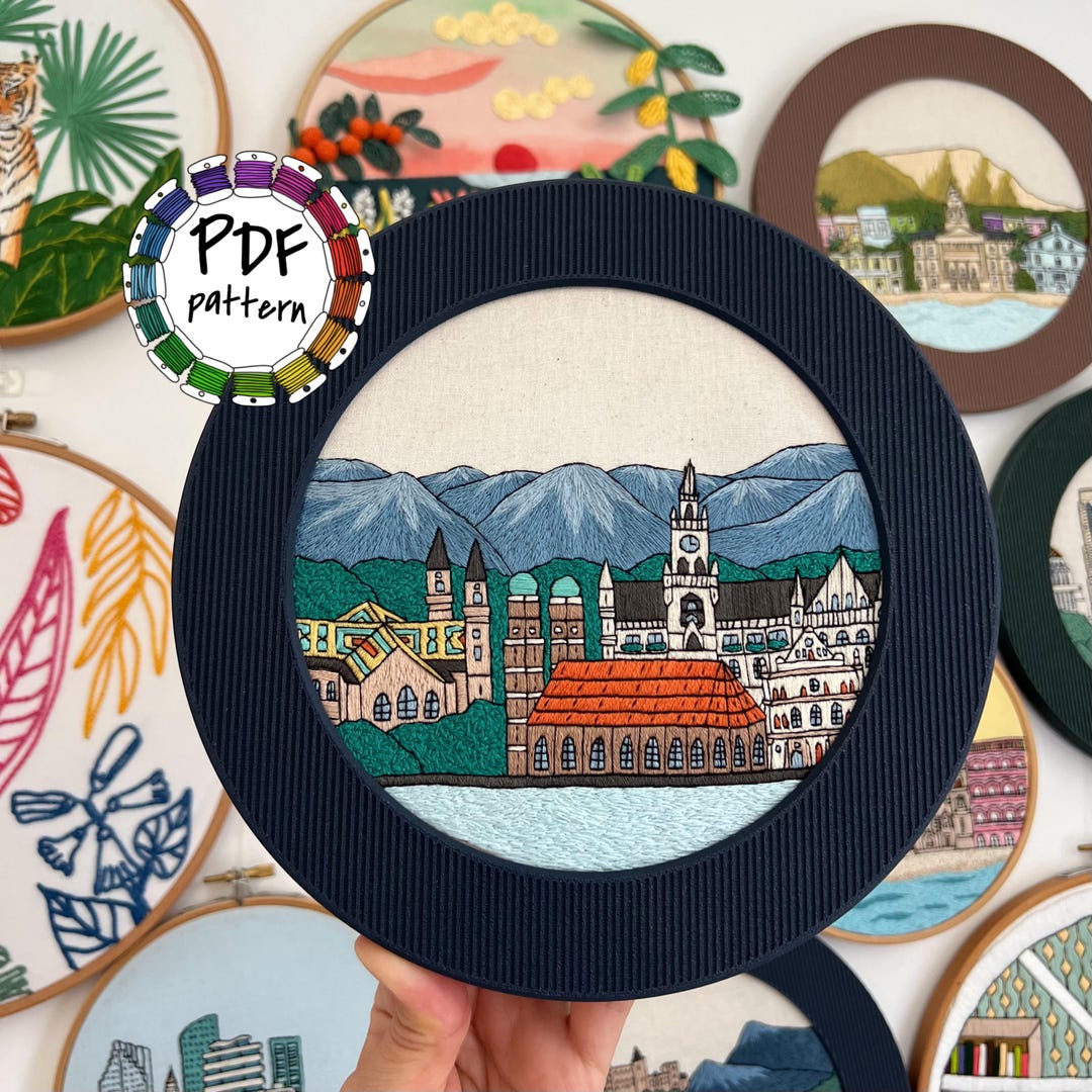Munich, Germany. Hand Embroidery Pattern PDF. DIY Embroidery Art ...
