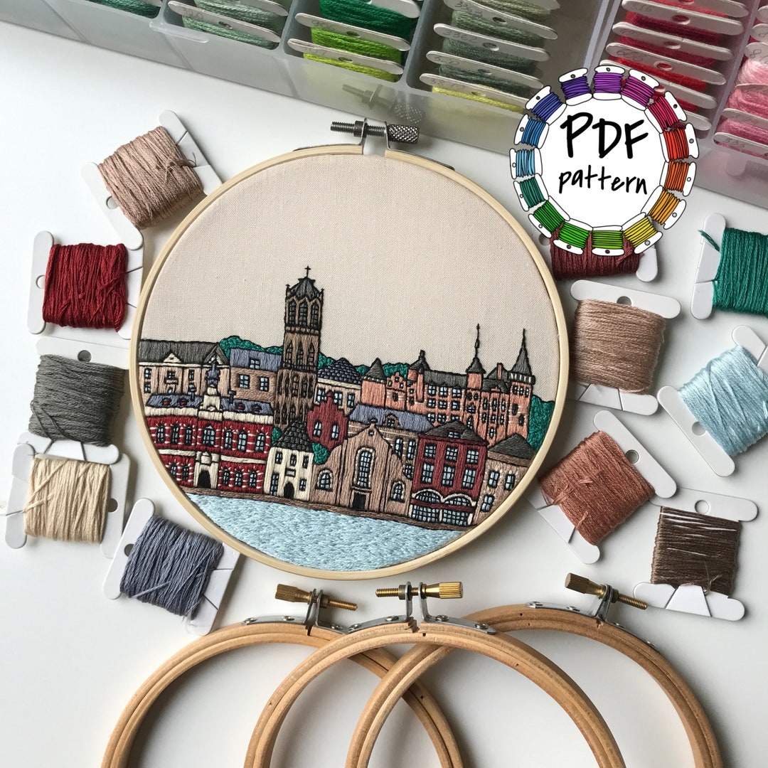 Utrecht, Netherlands. Hand Embroidery Pattern PDF. DIY. Embroidery Hoop ...