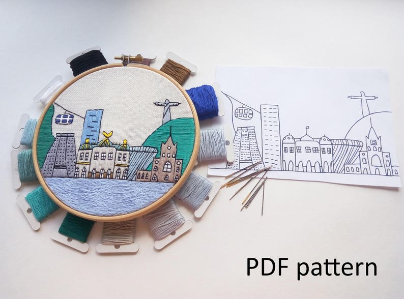 Rio de Janeiro Brazil. Hand Embroidery pattern PDF. DIY. - Etsy España