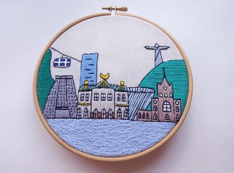 Rio de Janeiro Brazil. Hand Embroidery pattern PDF. DIY. - Etsy España