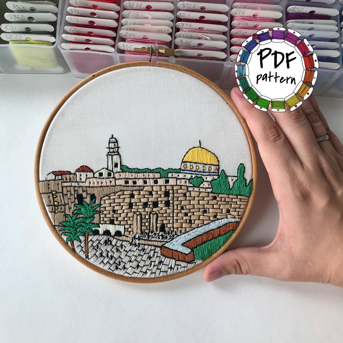Jerusalem Israel. Hand Embroidery Pattern PDF. Embroidery - Etsy