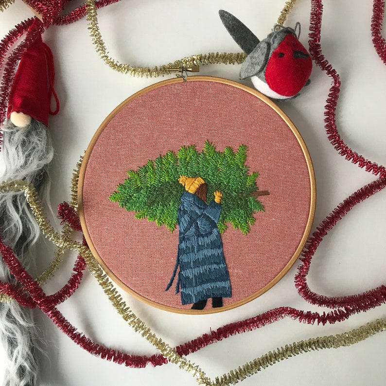 Girl and Pine Tree. Hand Embroidery Pattern PDF. DIY. - Etsy