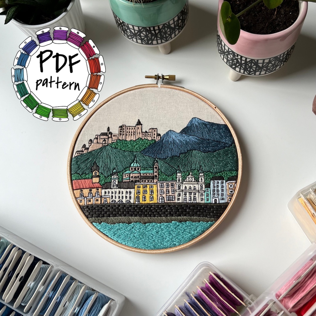 Salzburg, Austria. Hand Embroidery Pattern PDF. DIY Embroidery Art ...