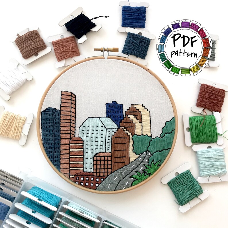 Houston TX United States Hand Embroidery Pattern PDF. DIY. - Etsy
