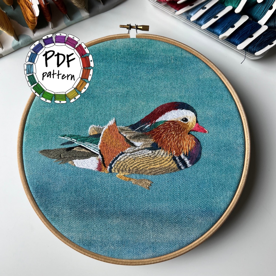 Mandarin Duck. Thread-painting Pattern. Hand Embroidery Pattern PDF ...