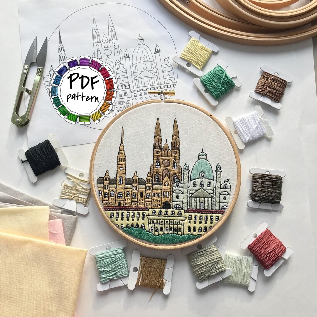 Vienna, Austria. Hand Embroidery Pattern PDF. DIY Embroidery Art ...