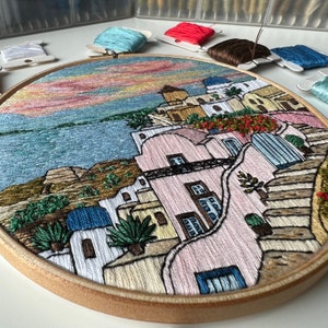 Santorini, Greece. Hand Embroidery Pattern PDF. Embroidery Hoop Art ...