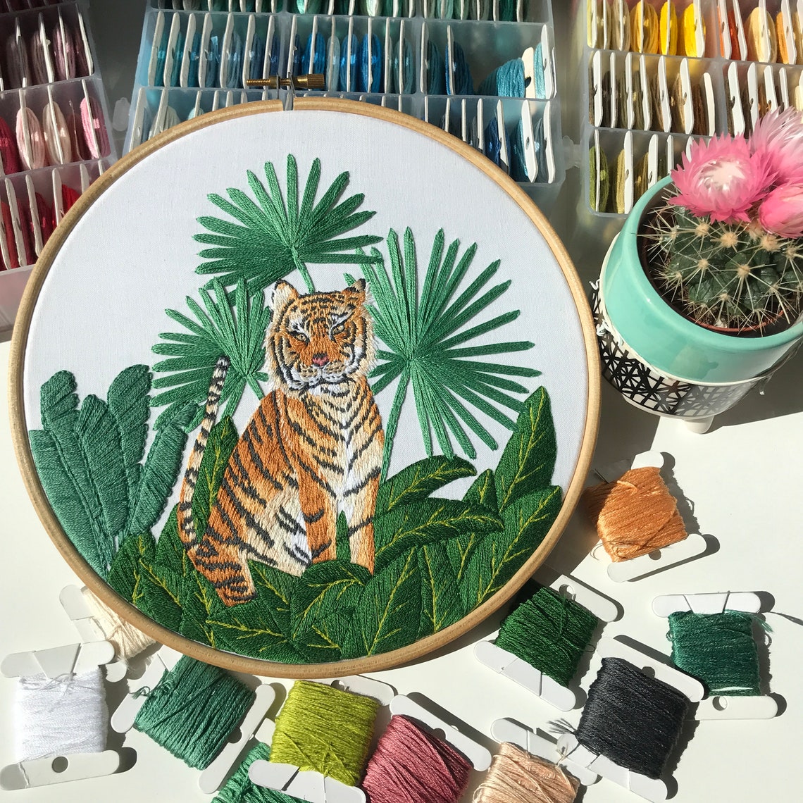 Tiger in the Jungle. Hand Embroidery Pattern PDF. DIY. - Etsy