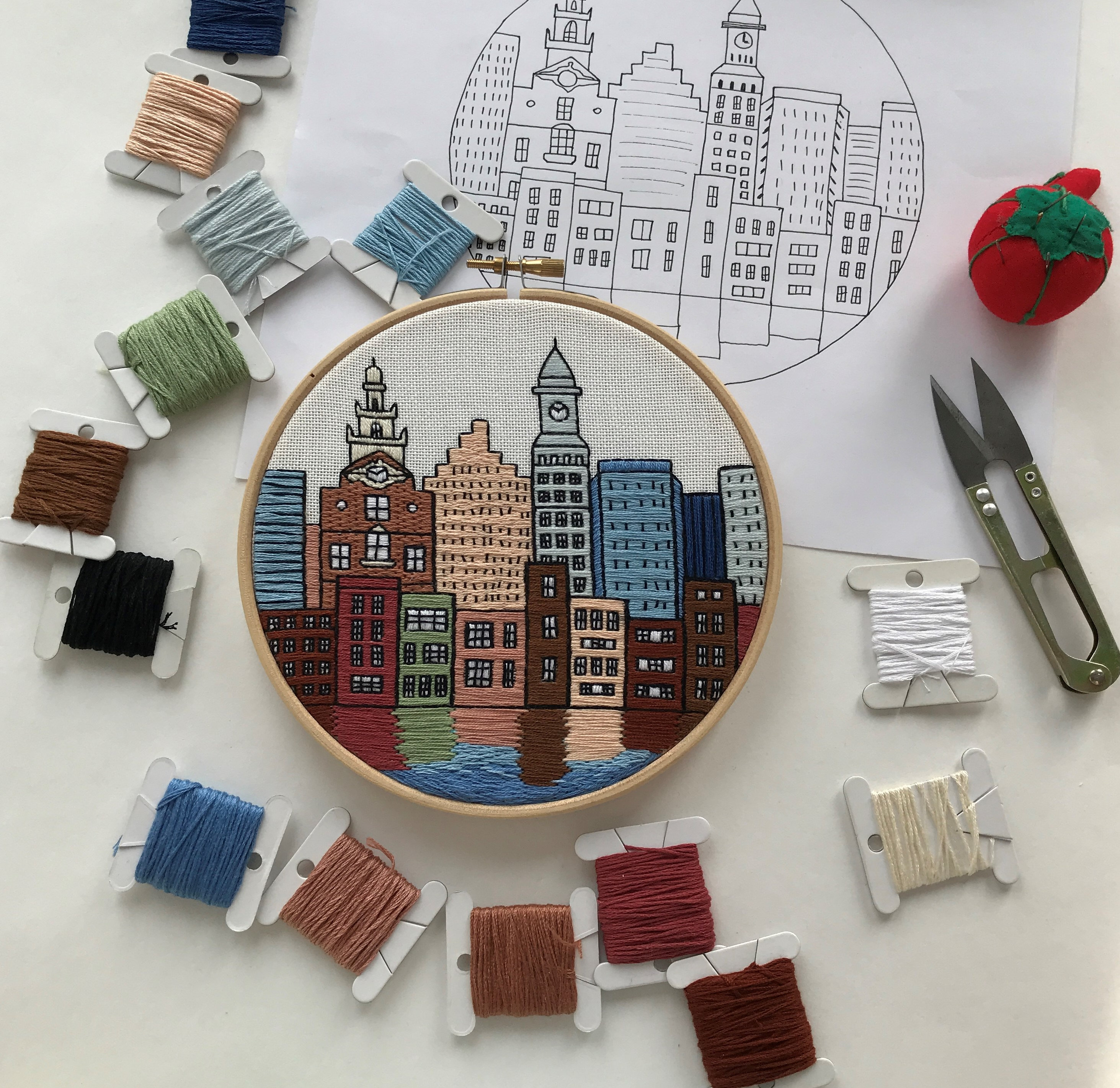 Boston MA, United States. Hand Embroidery Pattern PDF. DIY Embroidery ...