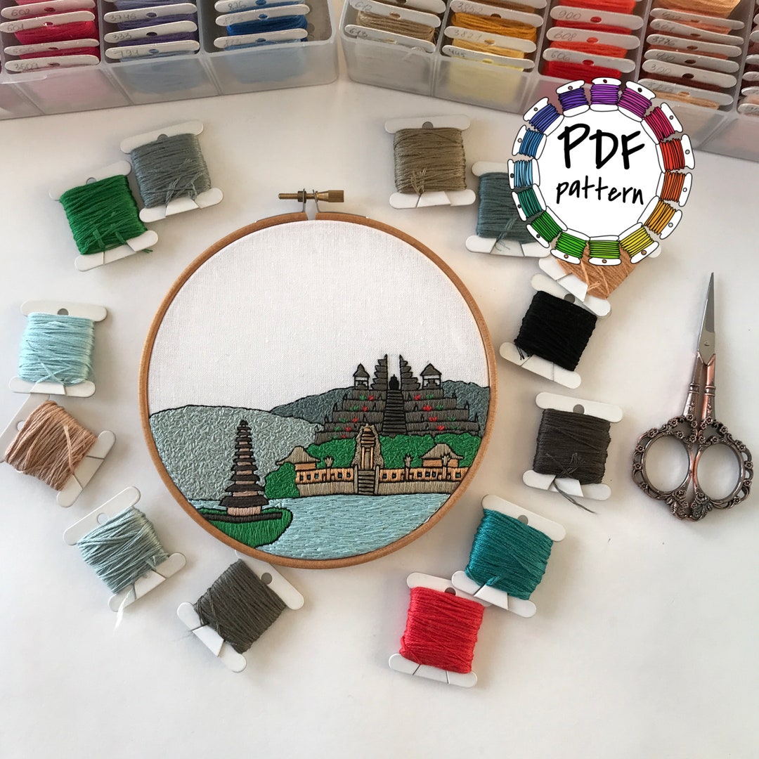 Bali, Indonesia Hand Embroidery Pattern PDF. DIY. Embroidery Hoop Art ...