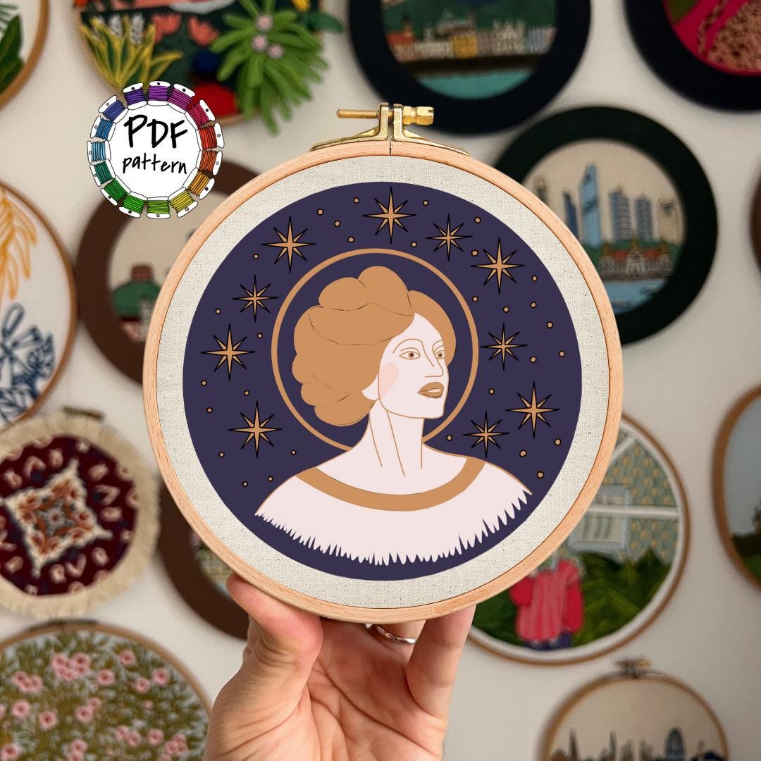 Goddess Embroidery Pattern: Celestial Woman Hoop Art (PDF Pattern) - Etsy