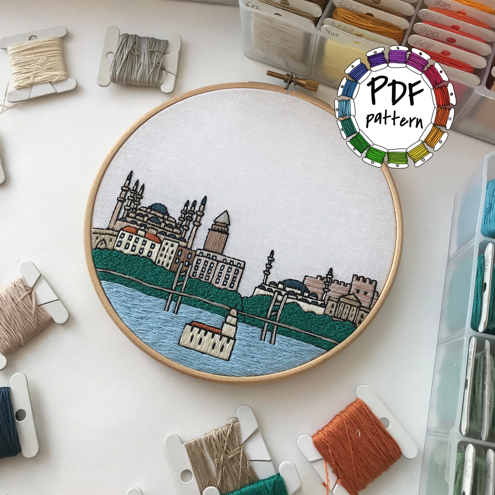 Istanbul Turkey. Hand Embroidery Pattern PDF. DIY. Embroidery - Etsy