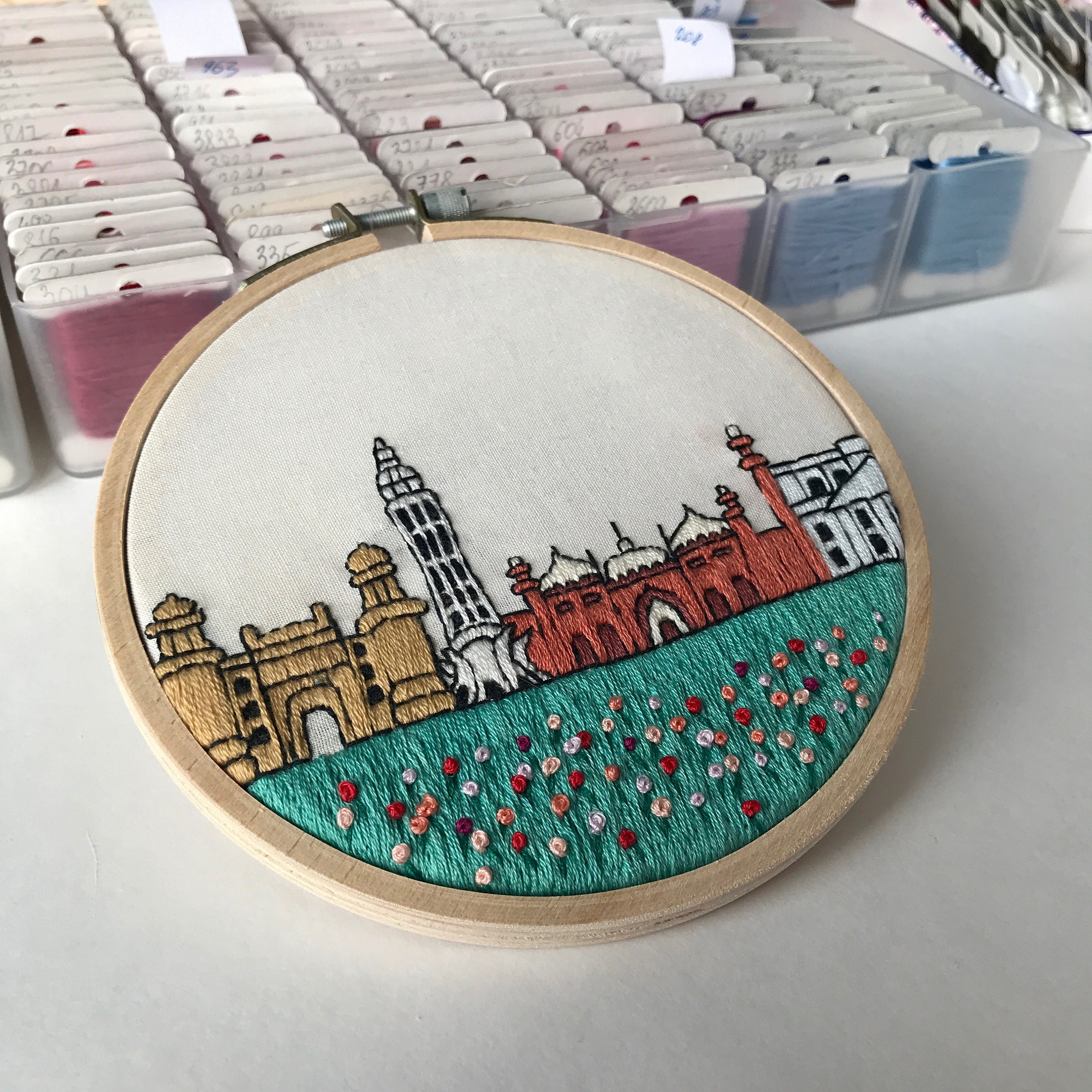 Lahore Pakistan. Hand Embroidery Pattern PDF. Embroidery Hoop - Etsy