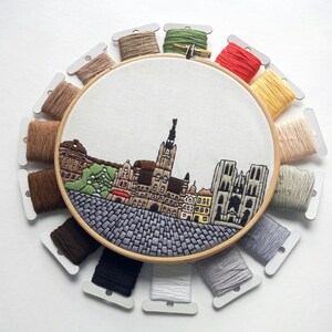 Brussels, Belgium. Hand Embroidery Pattern PDF. DIY. Embroidery Hoop ...