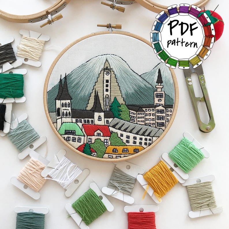Reykjavik, Iceland. Hand Embroidery Pattern PDF. With an Embroidery ...