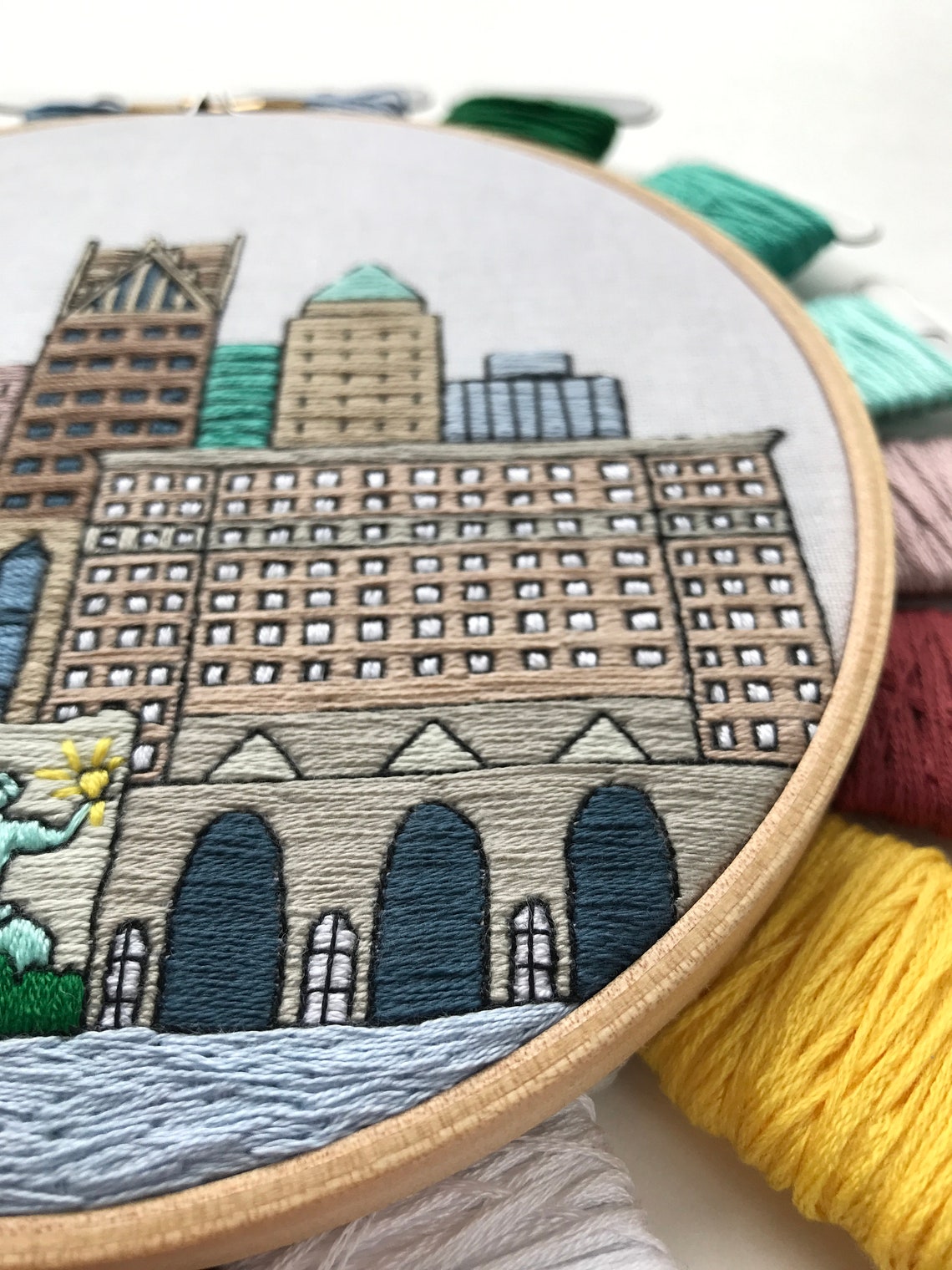 Detroit MI United States. Hand Embroidery pattern PDF. DIY. | Etsy