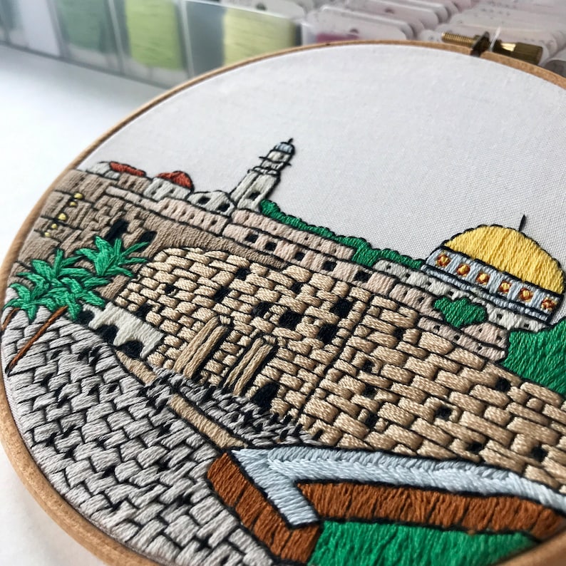 Jerusalem, Israel. Hand Embroidery Pattern PDF With Embroidery Guide ...