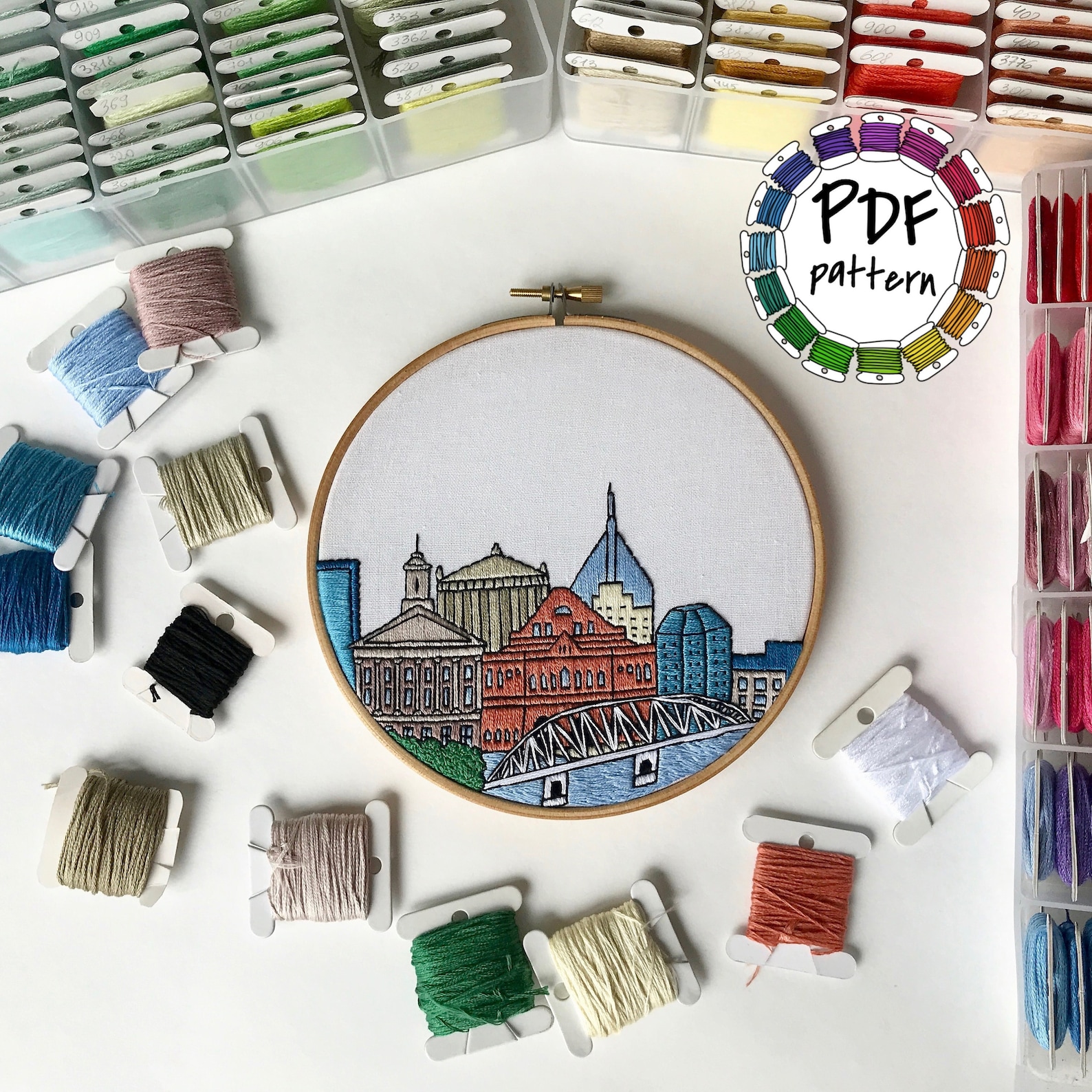 Nashville TN United States. Hand Embroidery Pattern PDF. - Etsy