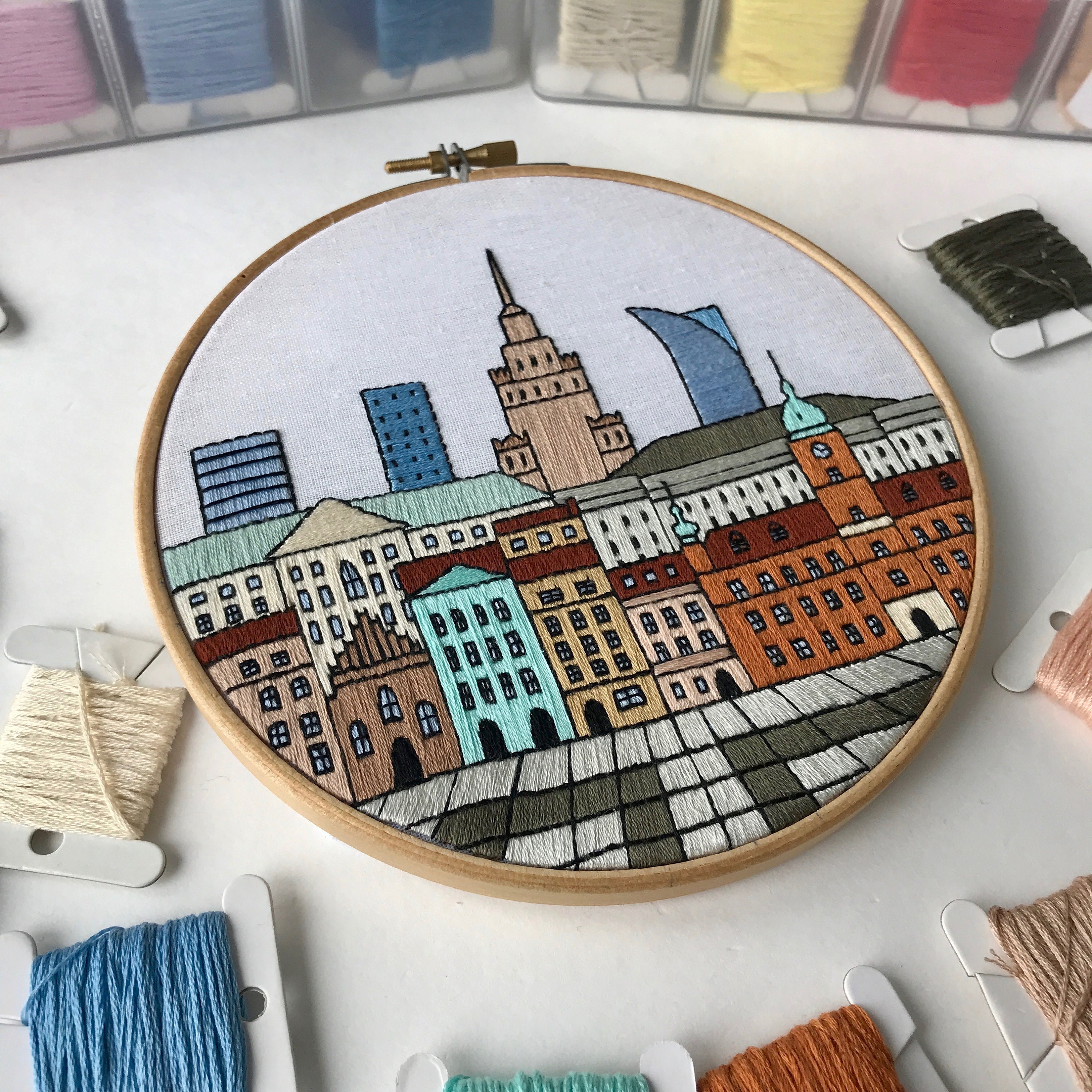 Warsaw Poland. Hand Embroidery Pattern PDF. DIY. Embroidery | Etsy