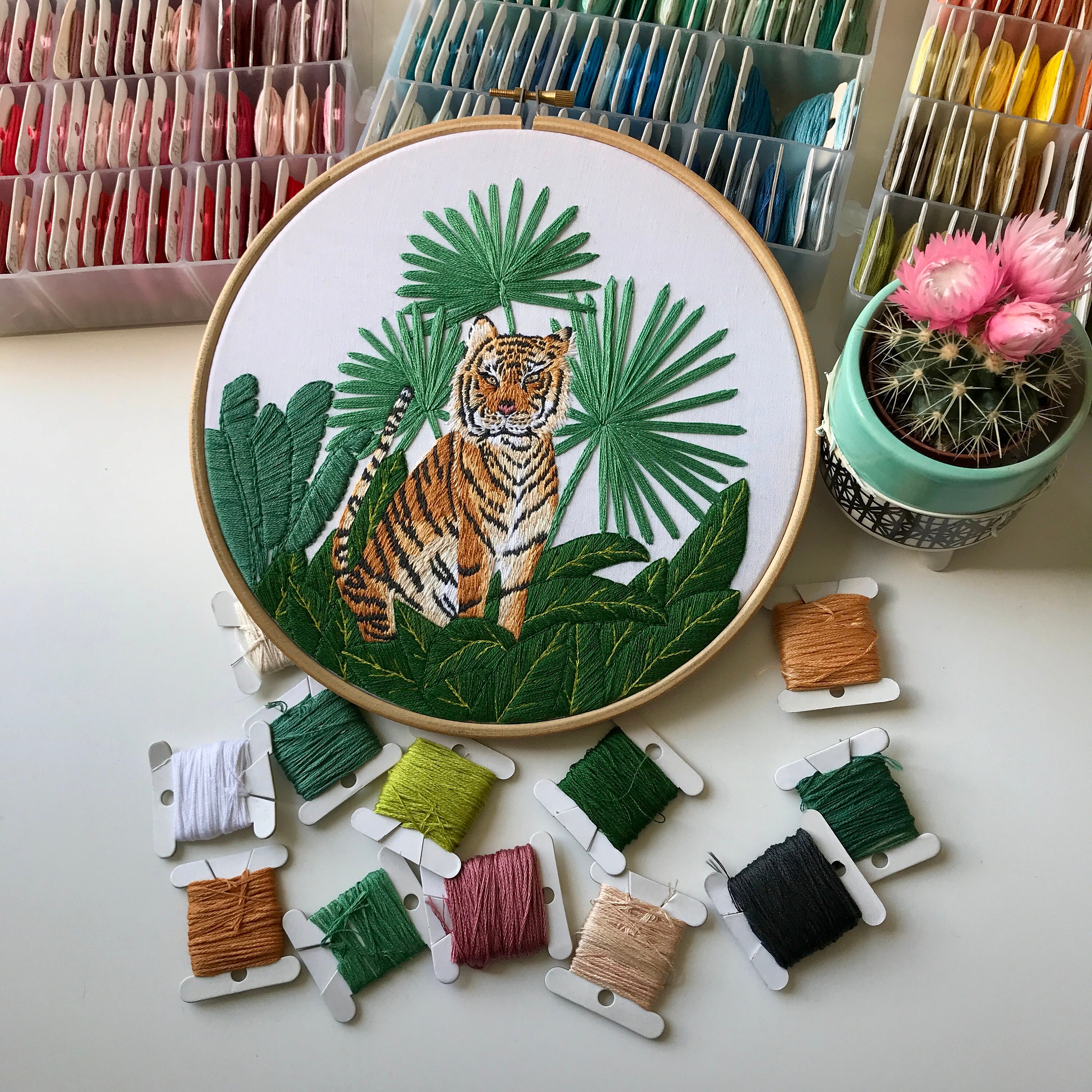 Tiger in the Jungle. Hand Embroidery Pattern PDF. DIY. Embroidery Hoop ...