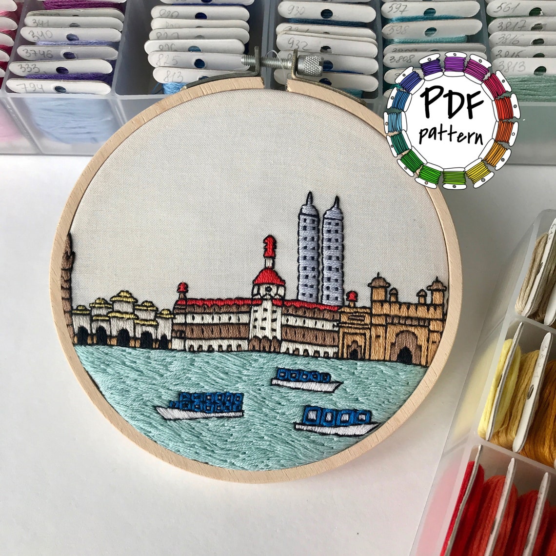 Mumbai India. Hand Embroidery Pattern PDF. DIY. Embroidery | Etsy
