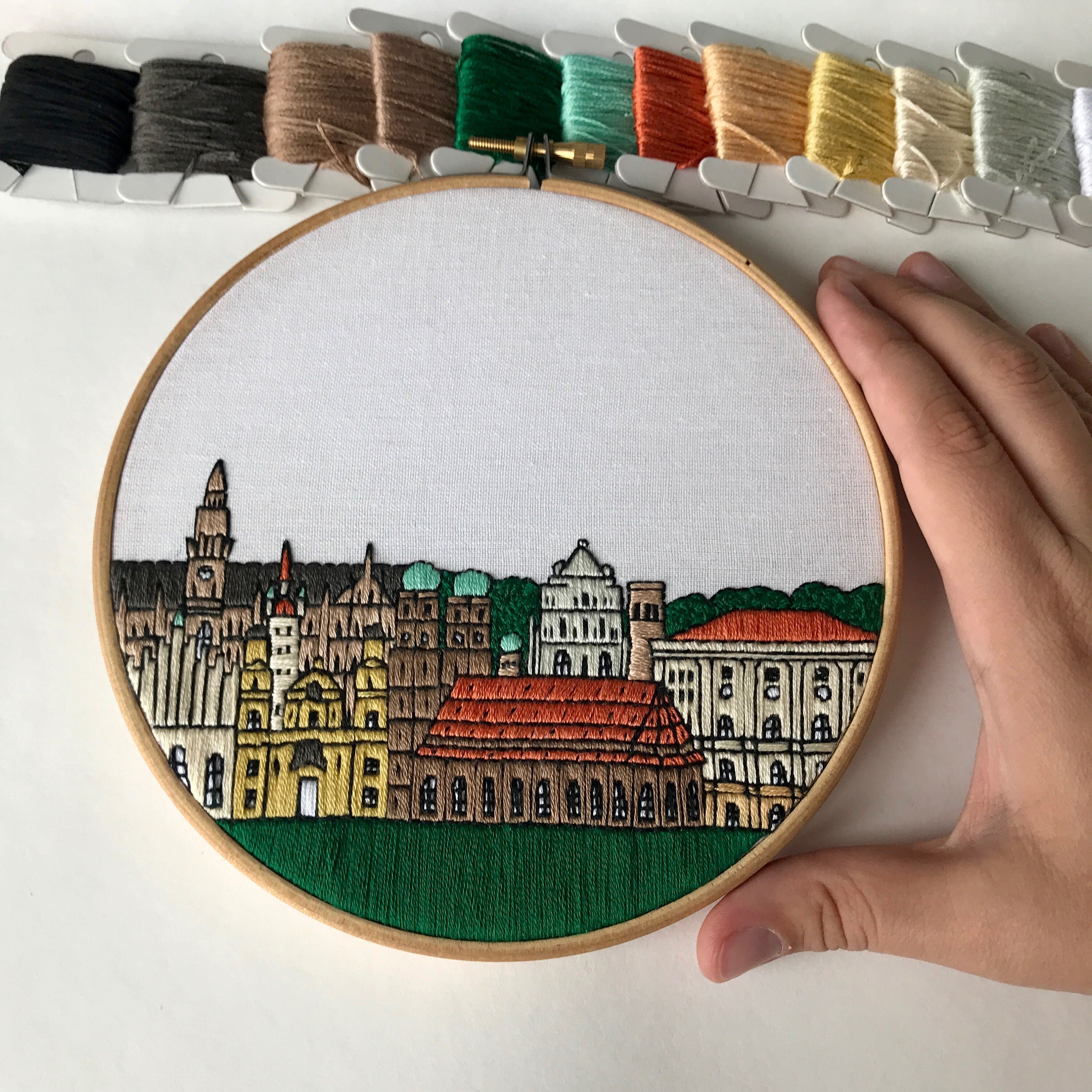 Munich Germany. Hand Embroidery Pattern PDF. Embroidery Hoop | Etsy