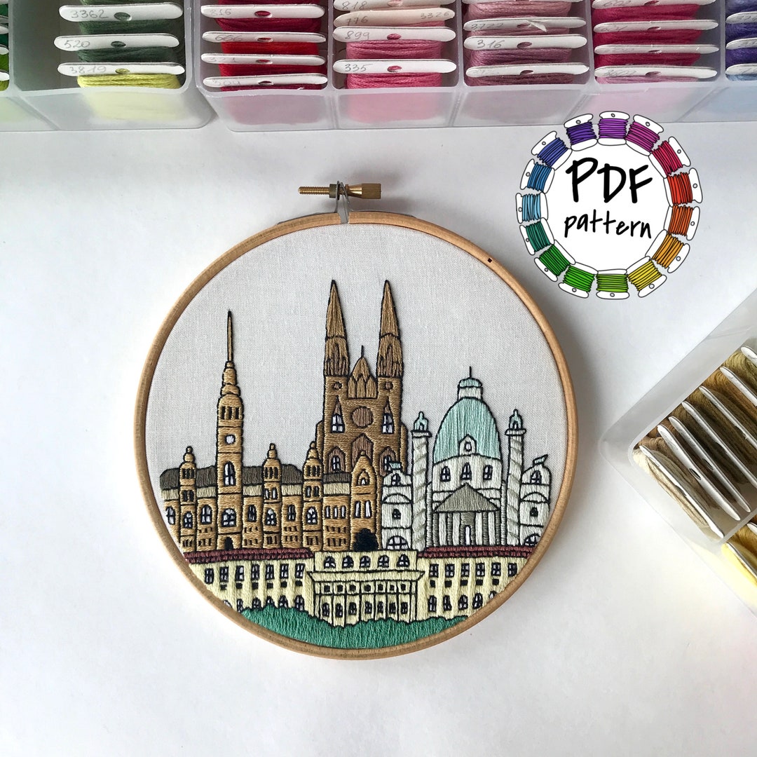 Vienna, Austria. Hand Embroidery Pattern PDF. DIY. Embroidery Hoop Art ...