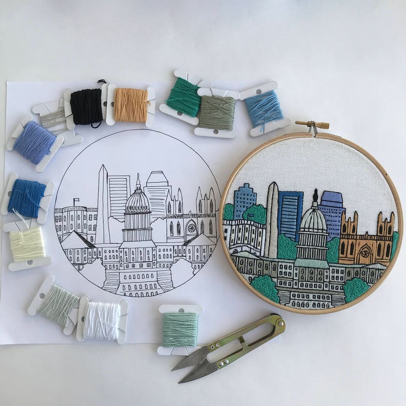 Washington DC United States. Hand Embroidery pattern PDF. | Etsy