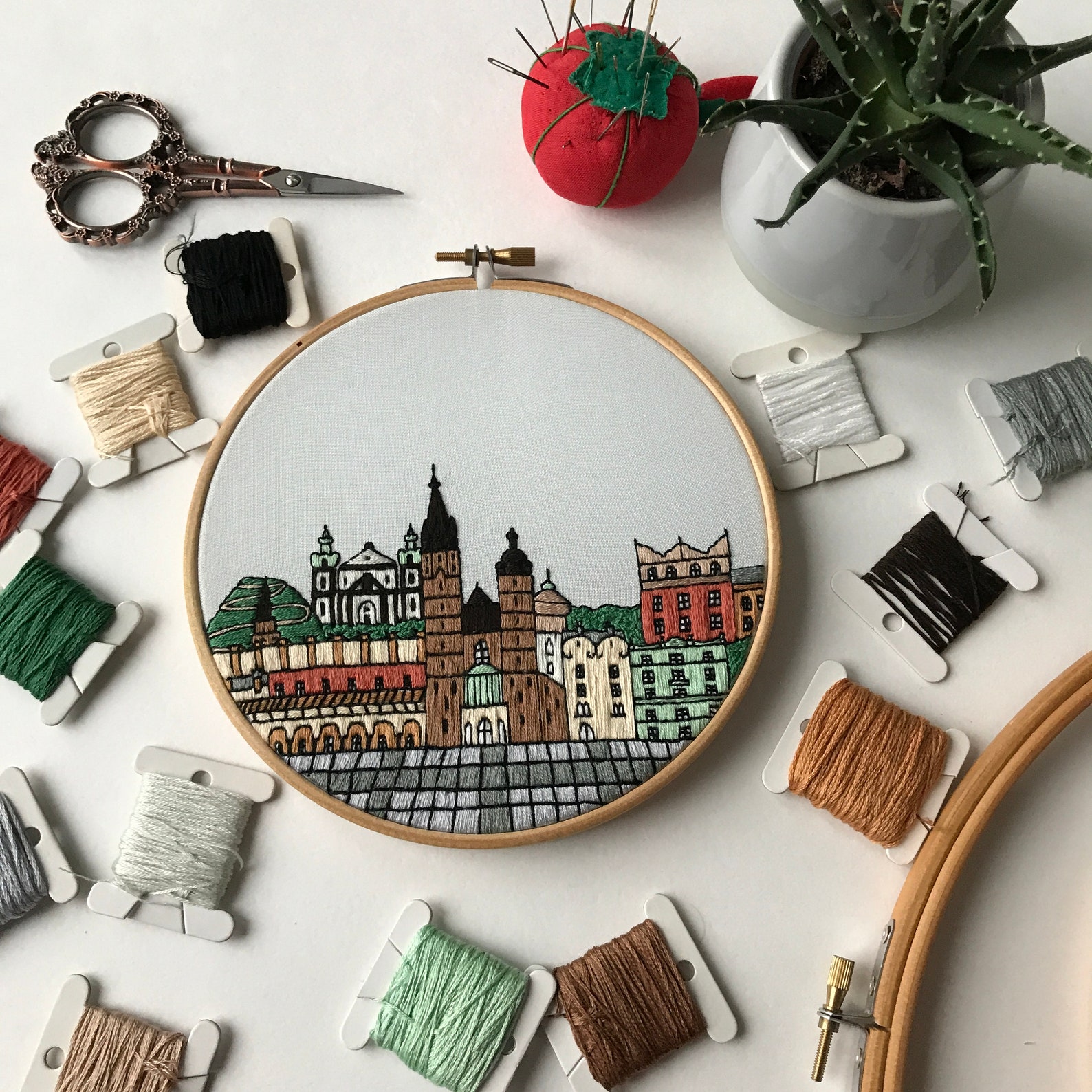 Krakow, Poland. Hand Embroidery Pattern PDF. DIY Embroidery Art ...