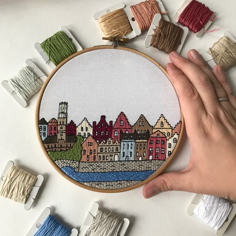 Bruges brugge Belgium. Hand Embroidery Pattern PDF. DIY. | Etsy