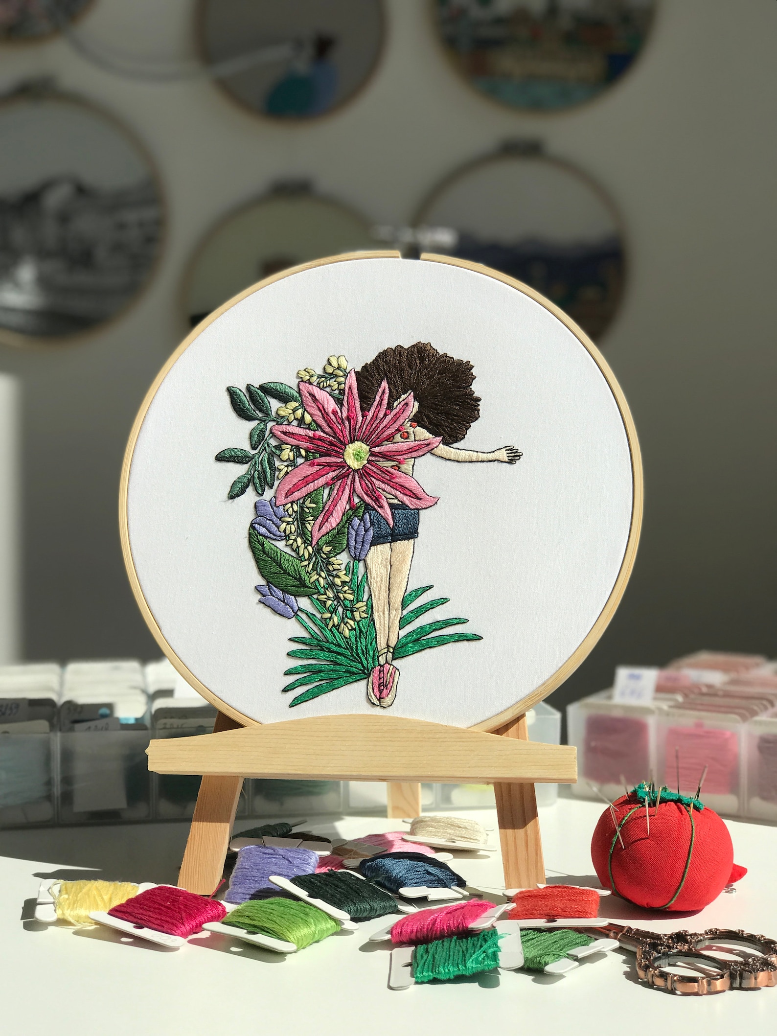 Girl and Flowers 7. Hand Embroidery Pattern PDF. DIY. Embroidery Hoop ...