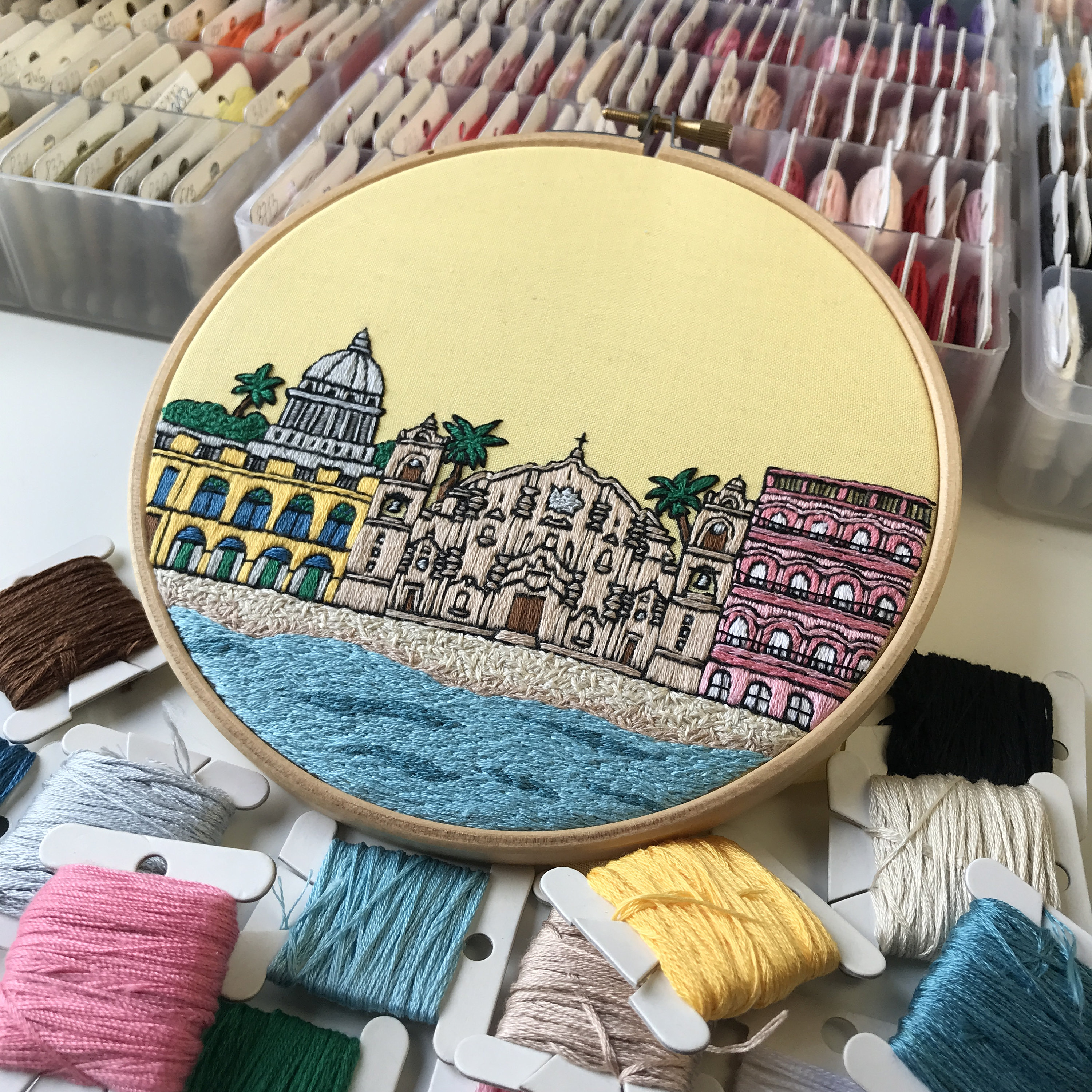 Havana Cuba. Hand Embroidery pattern PDF. Embroidery Hoop | Etsy