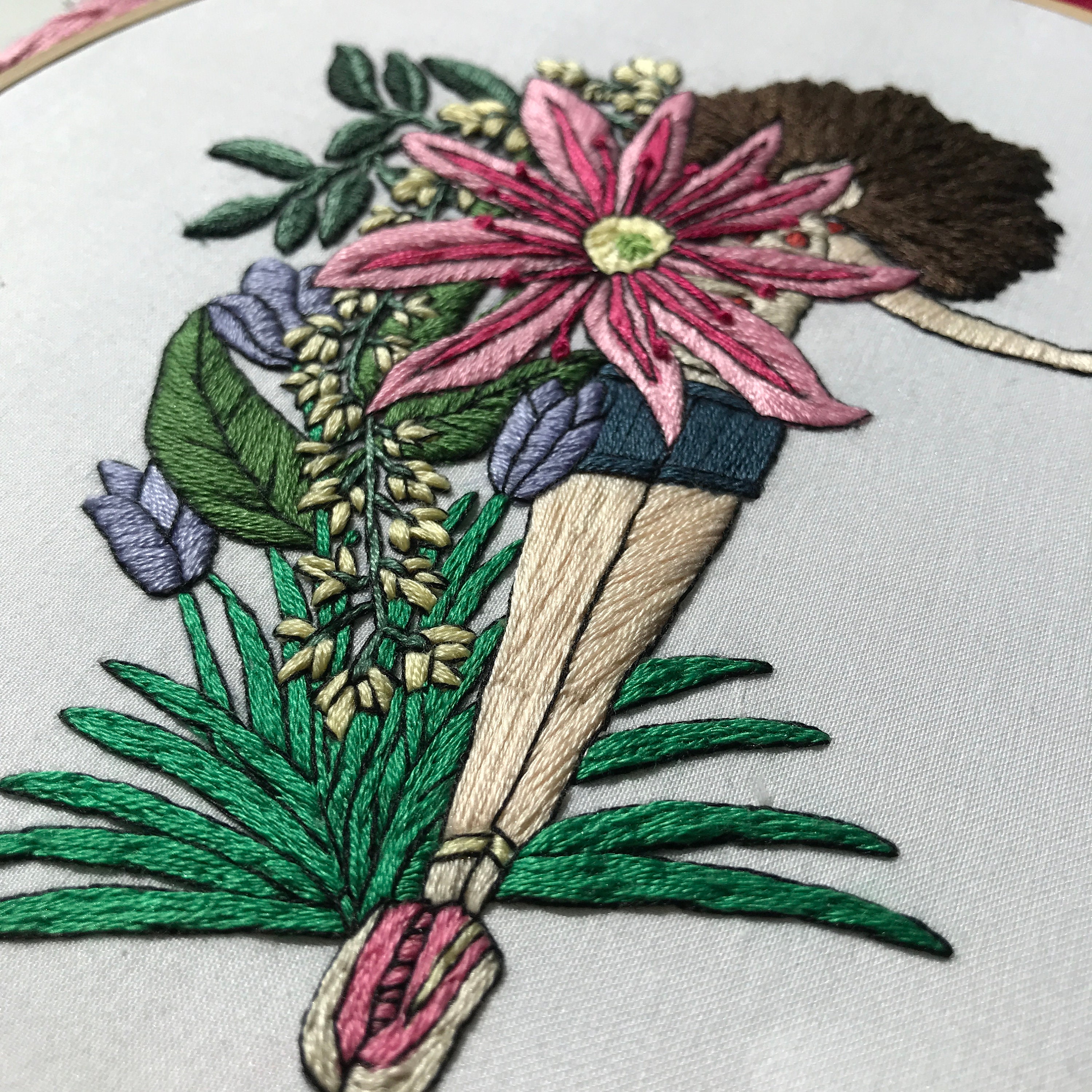 Girl and Flowers 7. Hand Embroidery Pattern PDF. DIY. Embroidery Hoop ...