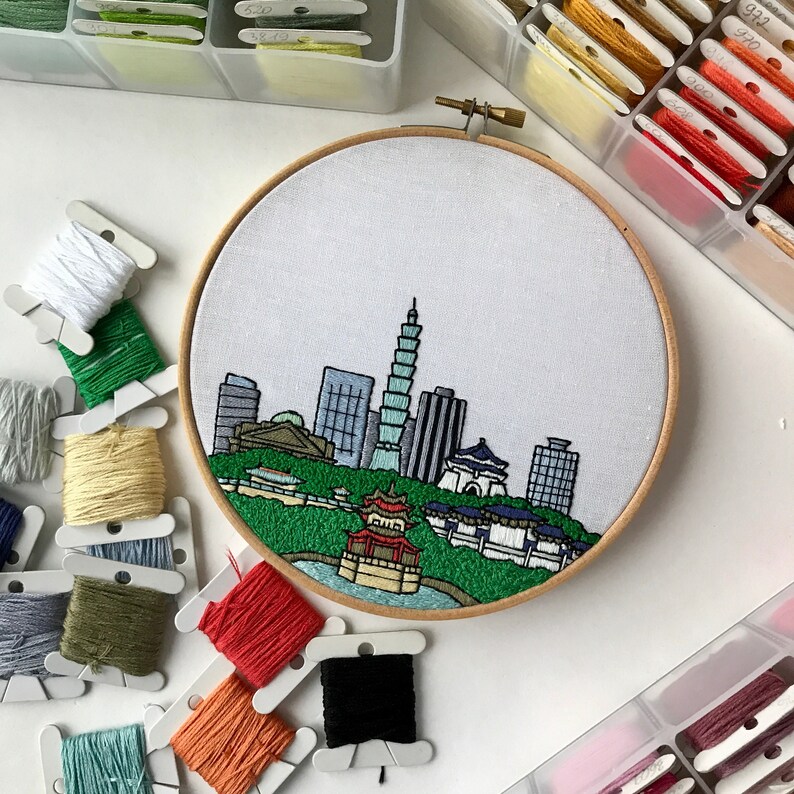 Taipei Taiwan. Hand Embroidery Pattern PDF. DIY. Embroidery - Etsy