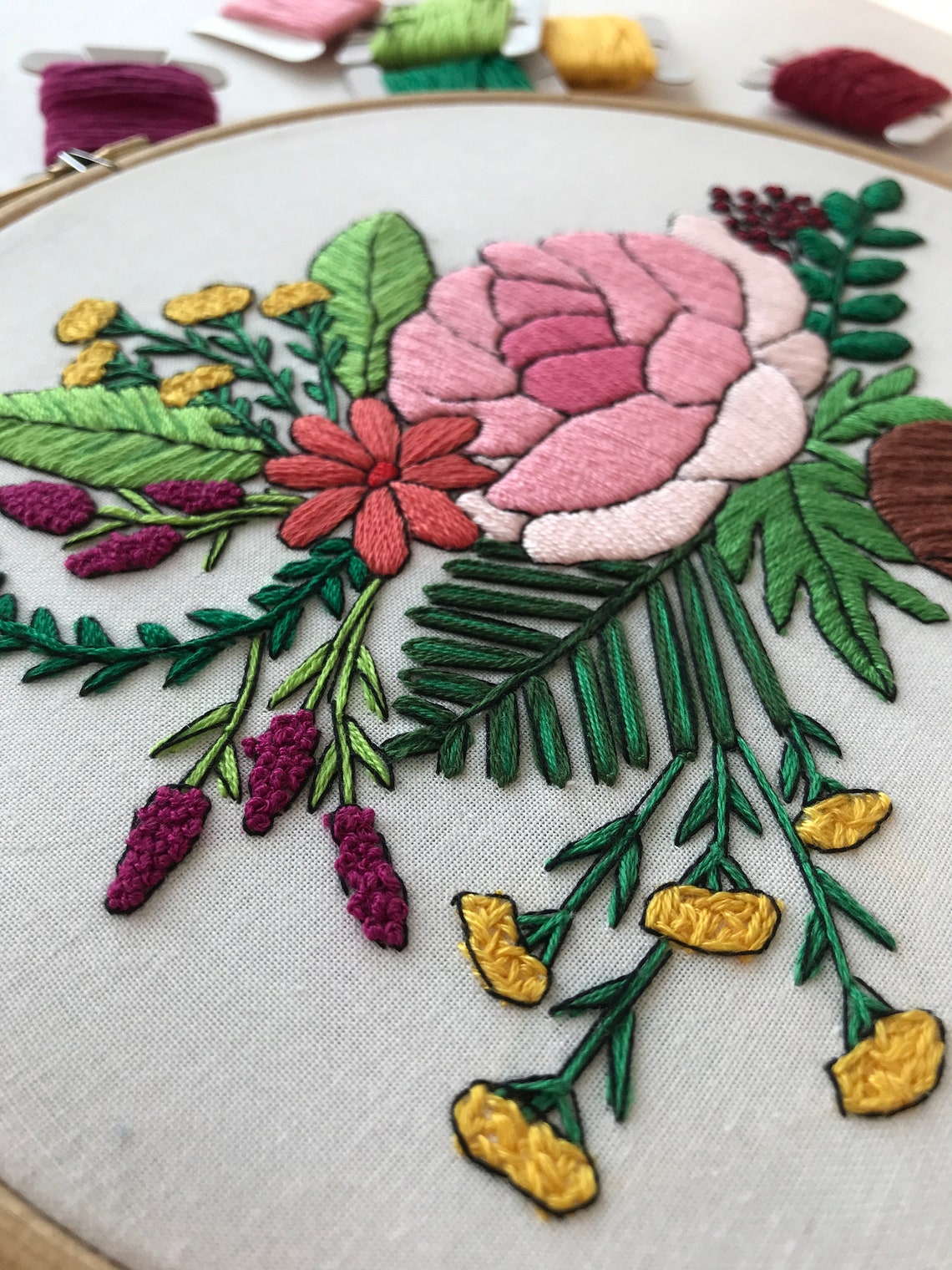 Girl and Flowers. Hand Embroidery Pattern PDF. DIY. Embroidery | Etsy