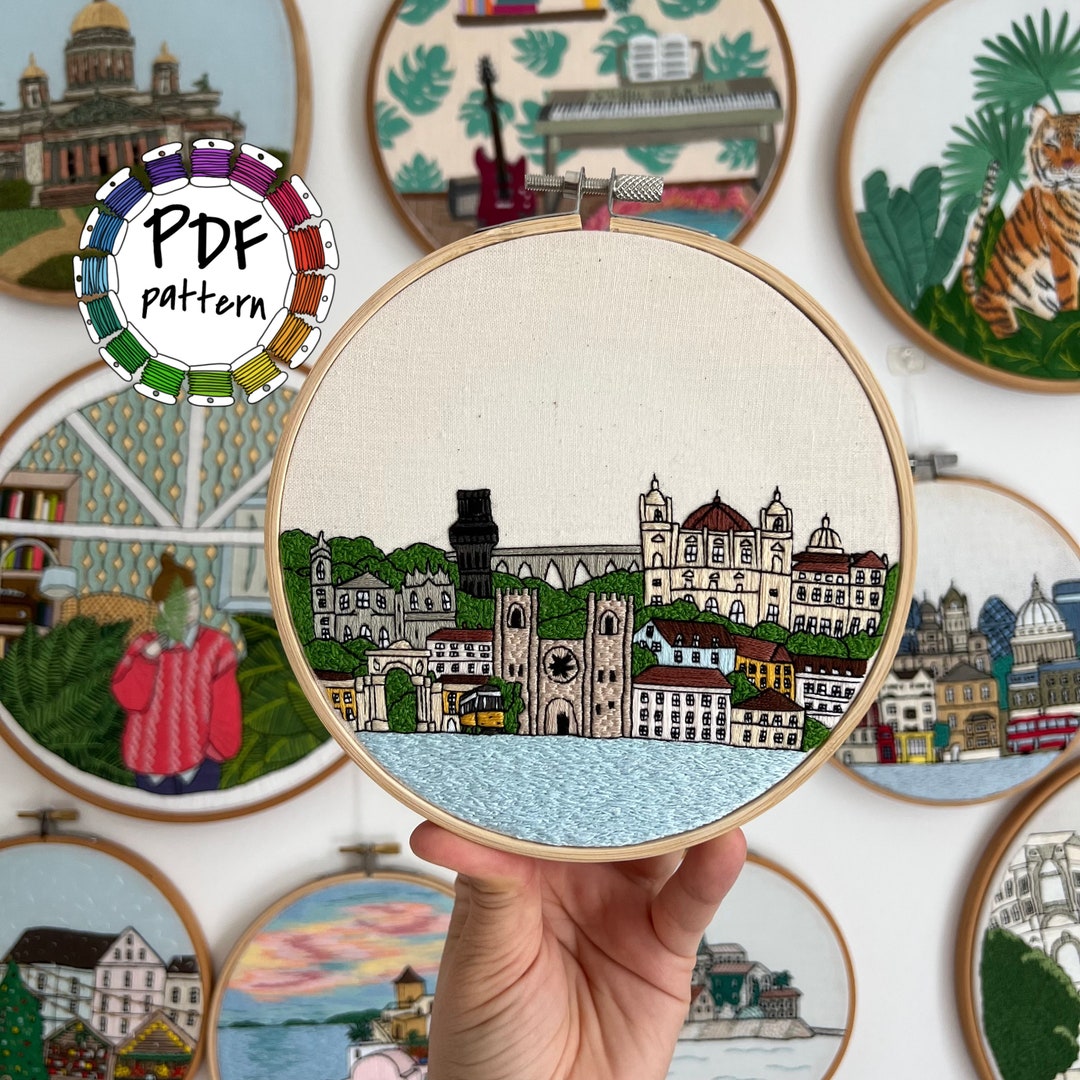 Lisbon, Portugal. City Hand Embroidery Pattern PDF. DIY Embroidery Art ...