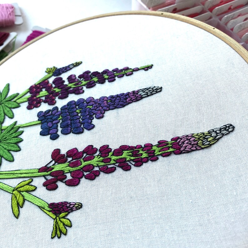 Lupins. Hand Embroidery Pattern PDF With Stitch Guide - Etsy