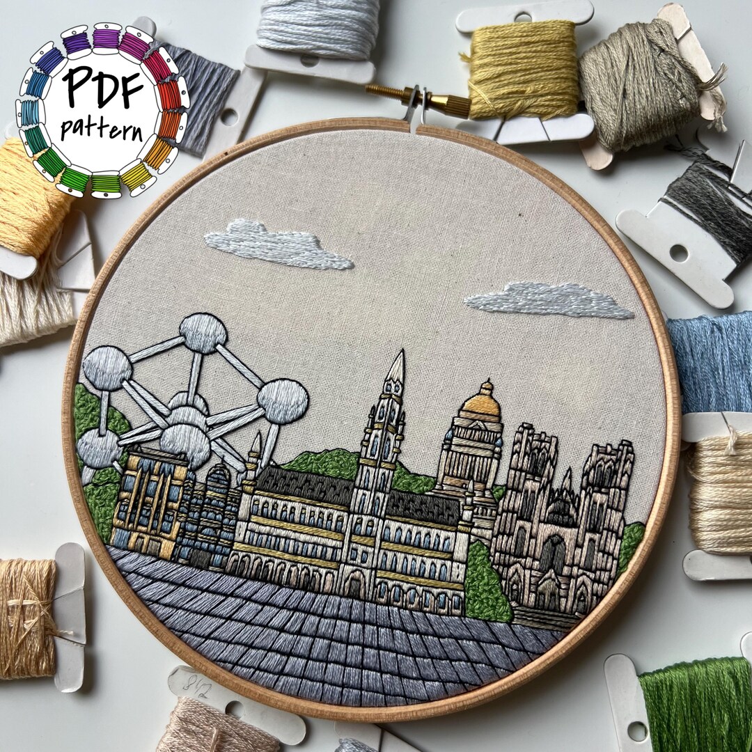 Brussels, Belgium. Hand Embroidery Pattern PDF With Embroidery Guide ...