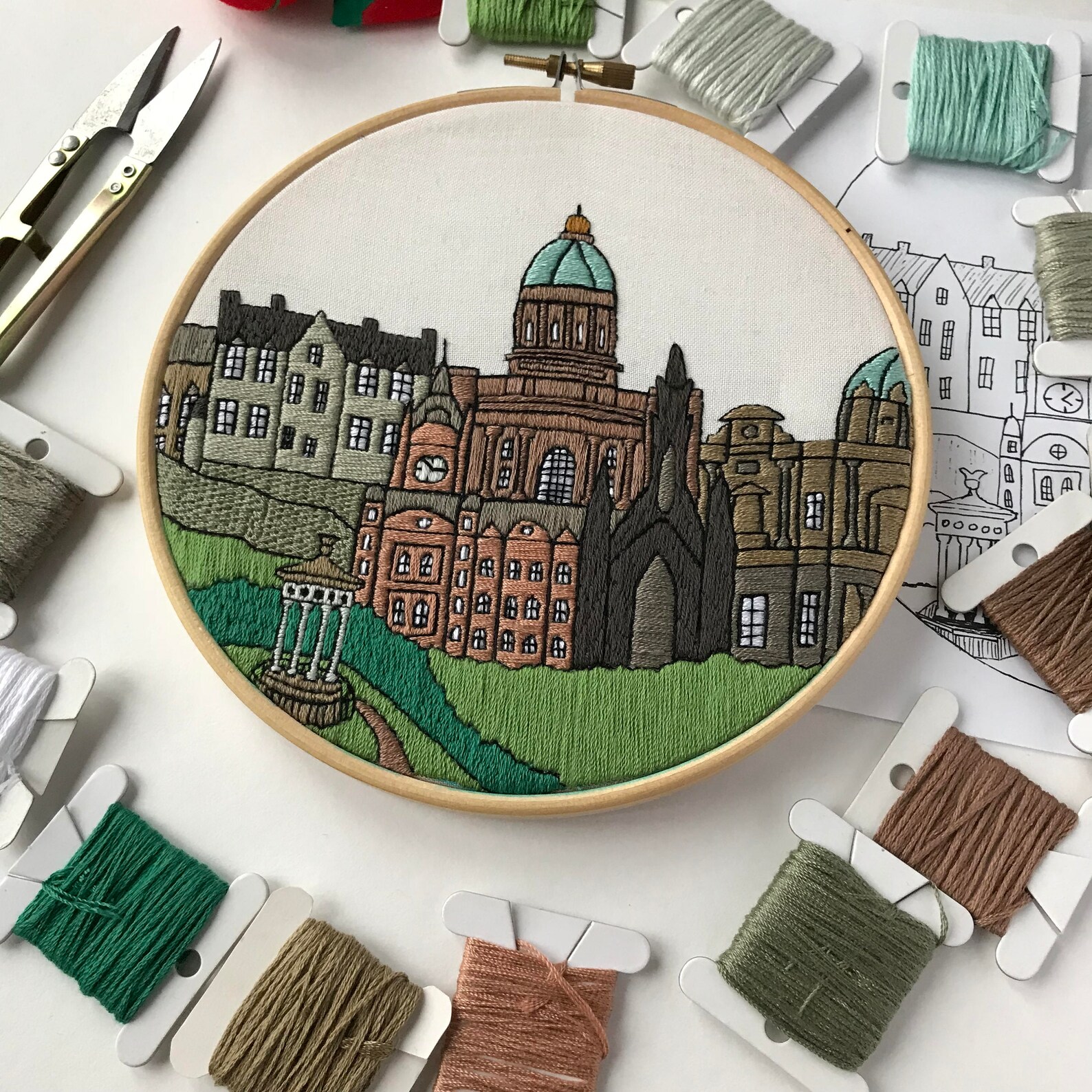 Edinburgh Scotland United Kingdom. Hand Embroidery Pattern | Etsy